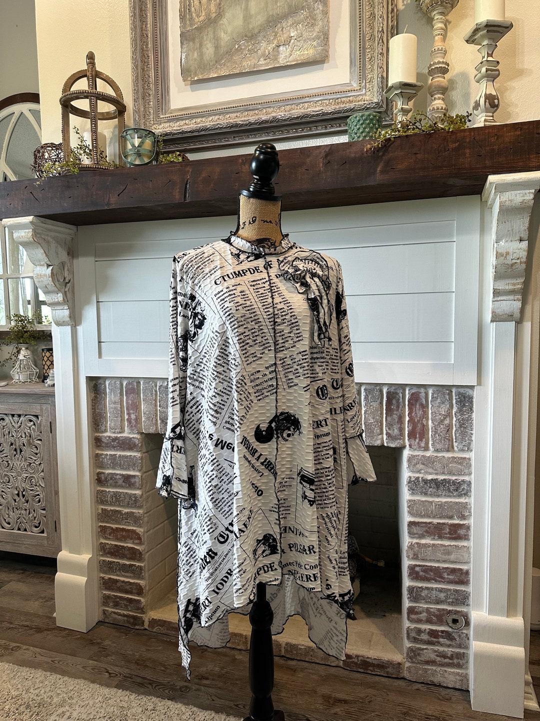 News Print Tunic - Etsy