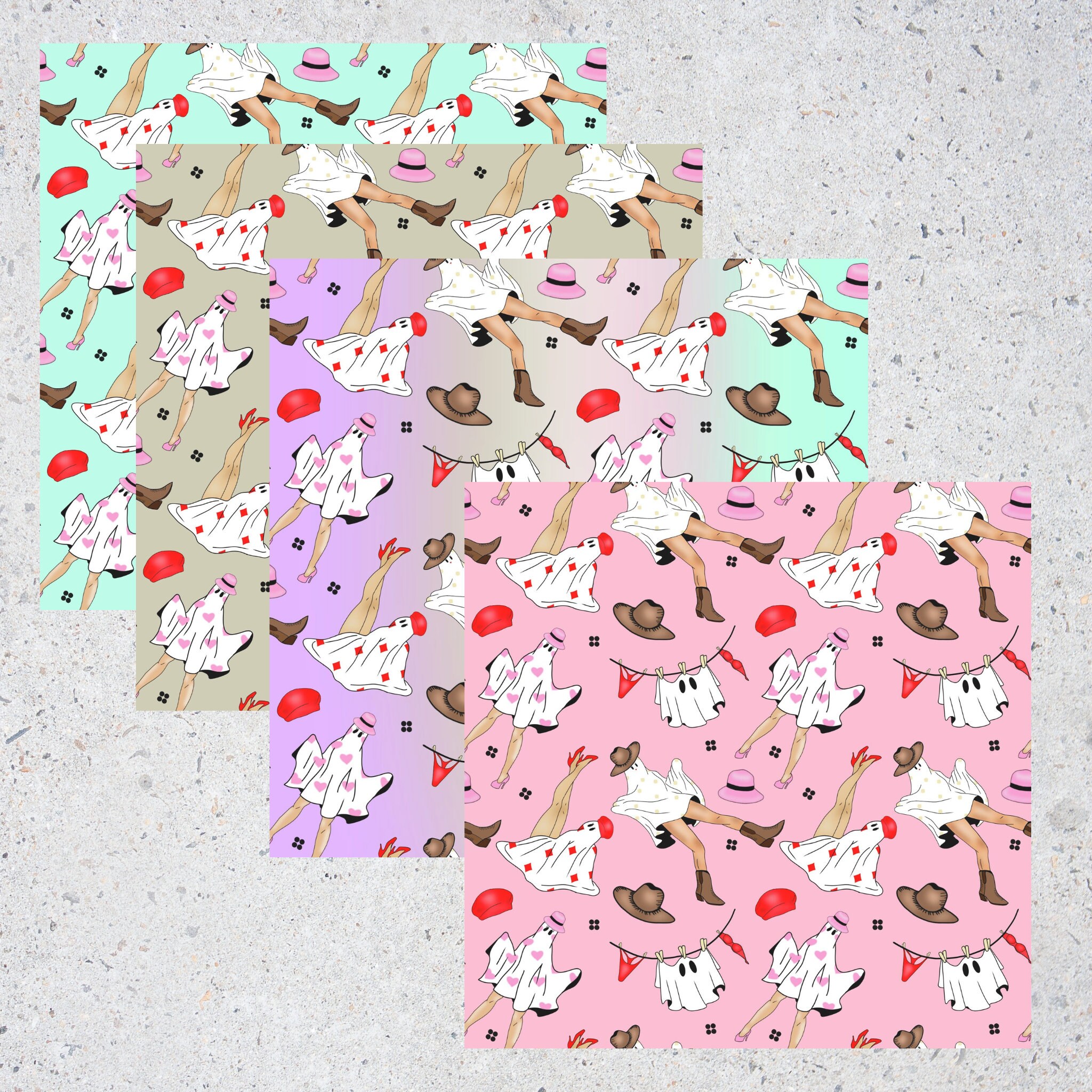 Pastel Pinup Ghosts Seamless Pattern Spooky Pastel Sexy Ghost Digital ...