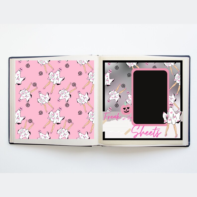 Pastel Halloween Scrapbook Layout: Pinup Ghost Design (digital Download ...