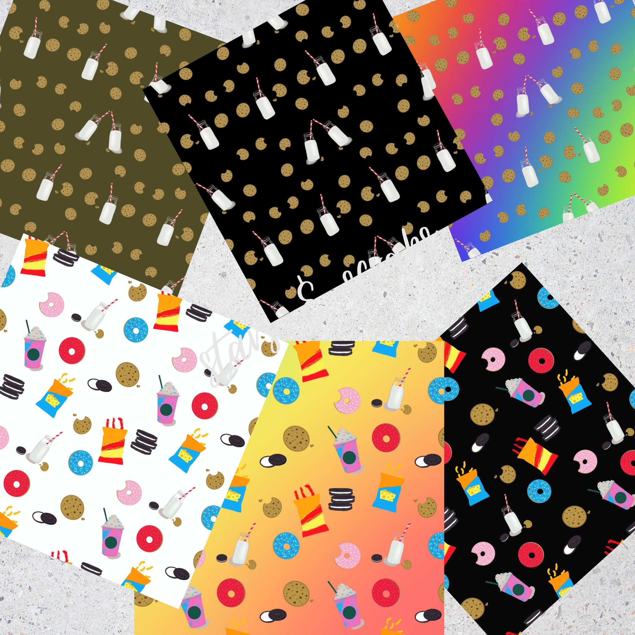 Snacks Seamless Pattern Digital Paper; Scrapbook Paper; Cricut; Digital ...