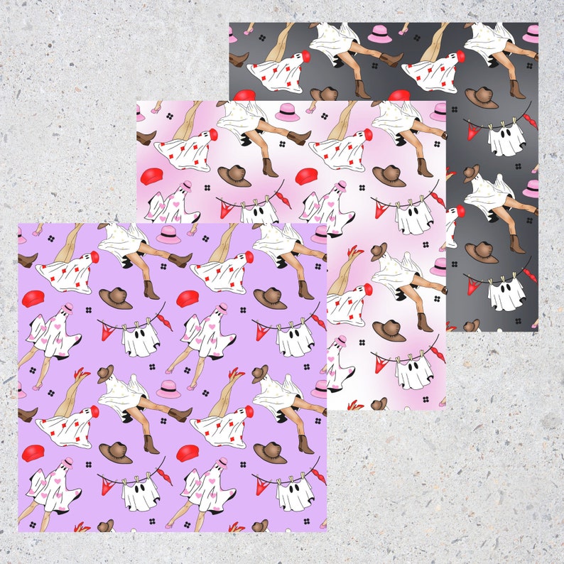 Pastel Pinup Ghosts Seamless Pattern Spooky Pastel Sexy Ghost Digital ...