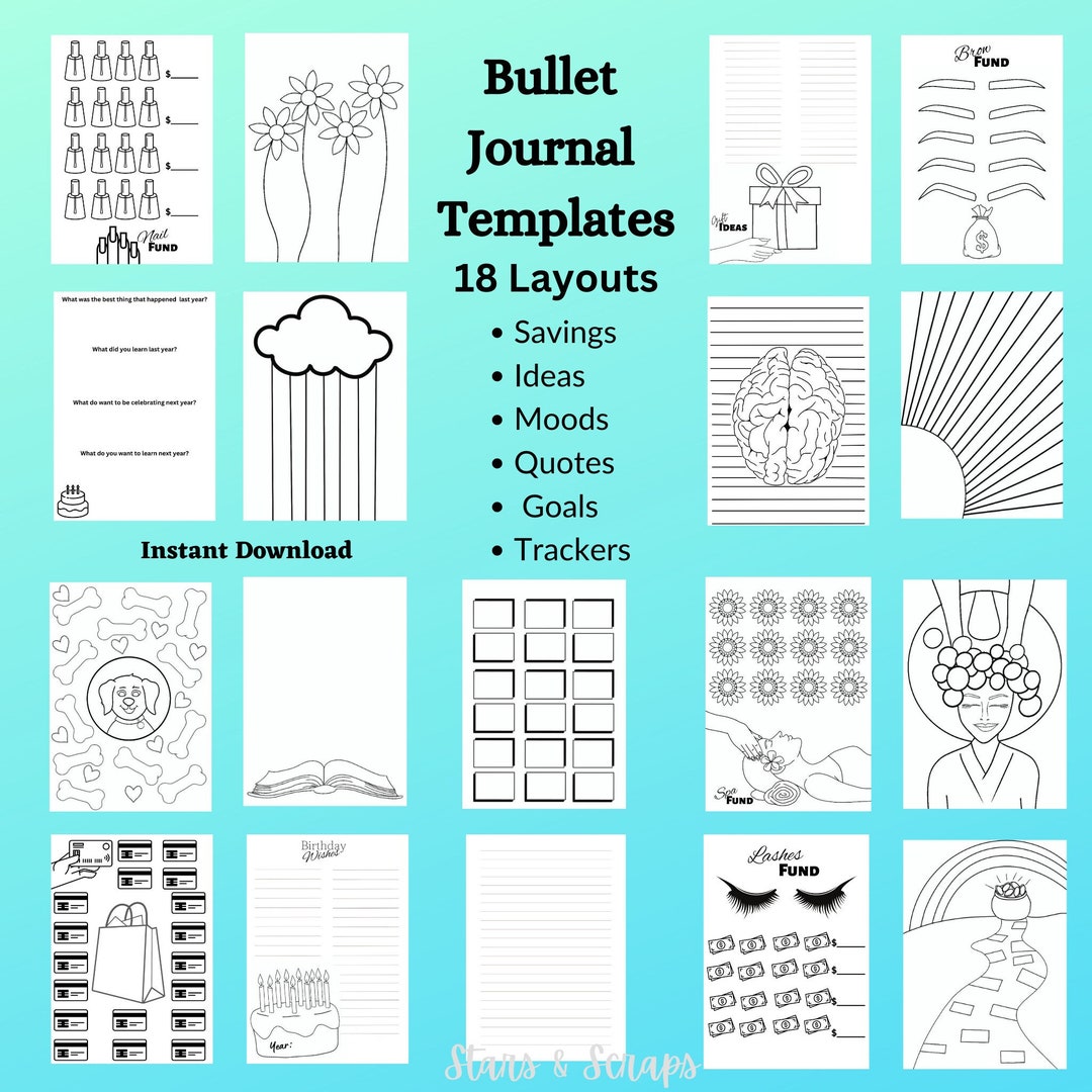 Bullet Journal Layouts Coloring Pages Savings Tracker Beauty Budget ...
