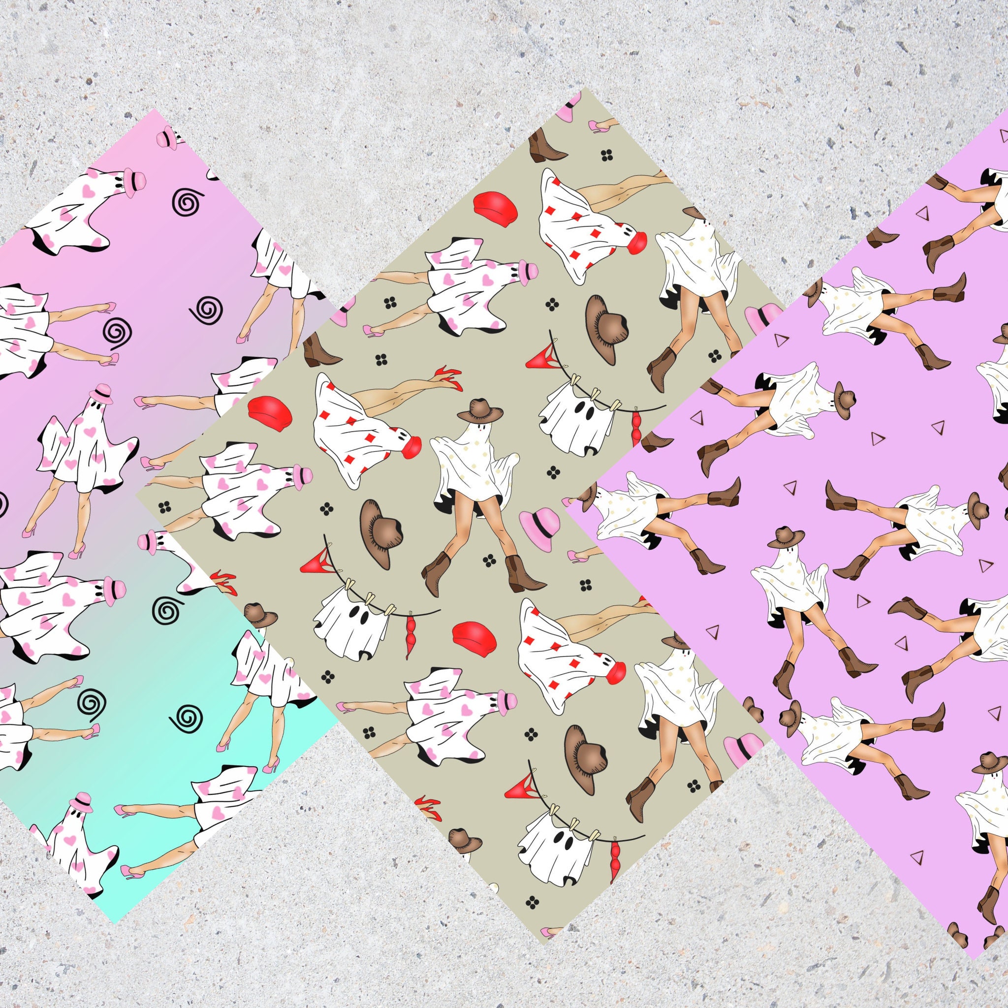 Pastel Pinup Ghosts Seamless Pattern Spooky Pastel Sexy Ghost Digital ...