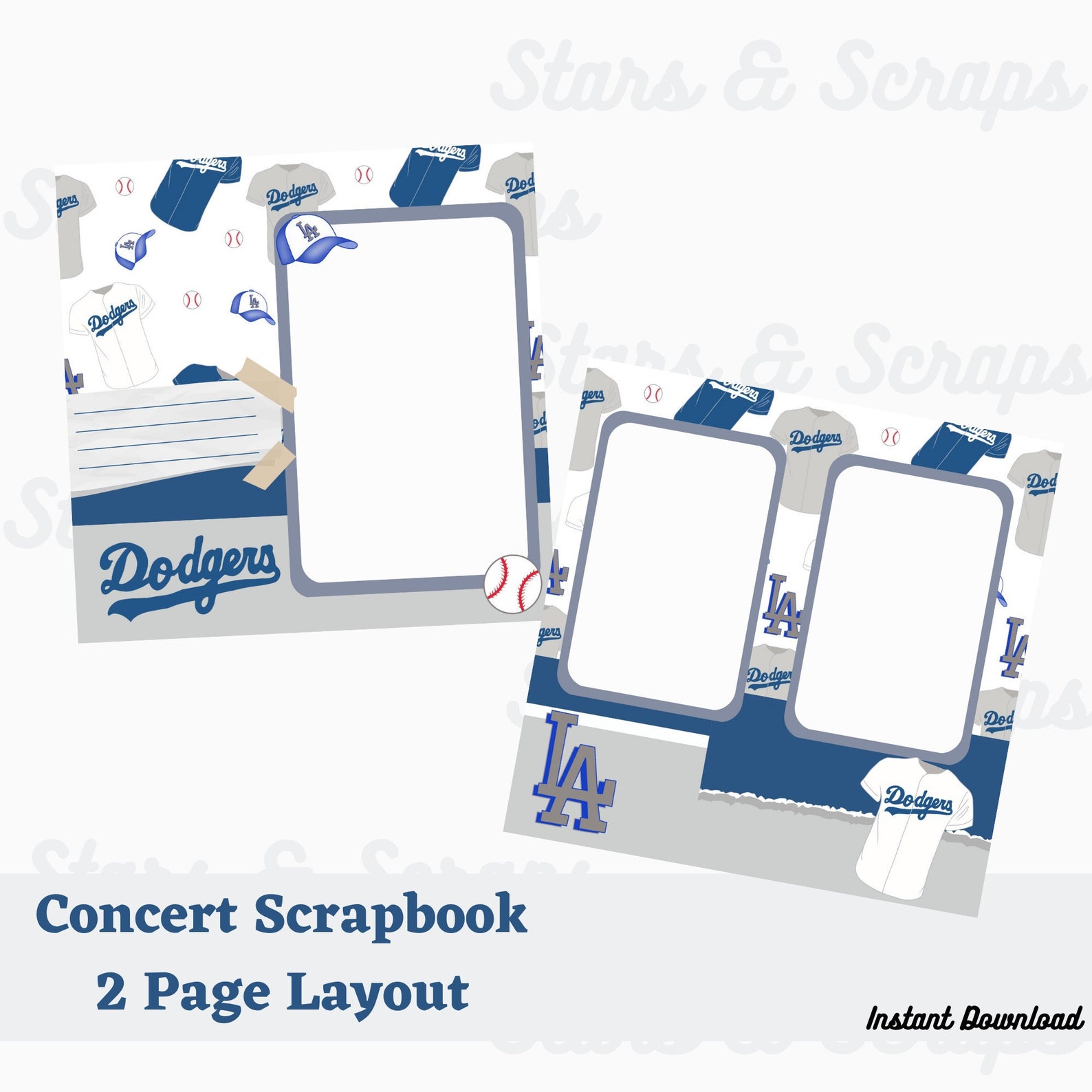 LA Baseball Game Scrapbook Layout Printable Scrapbook Layout - Etsy