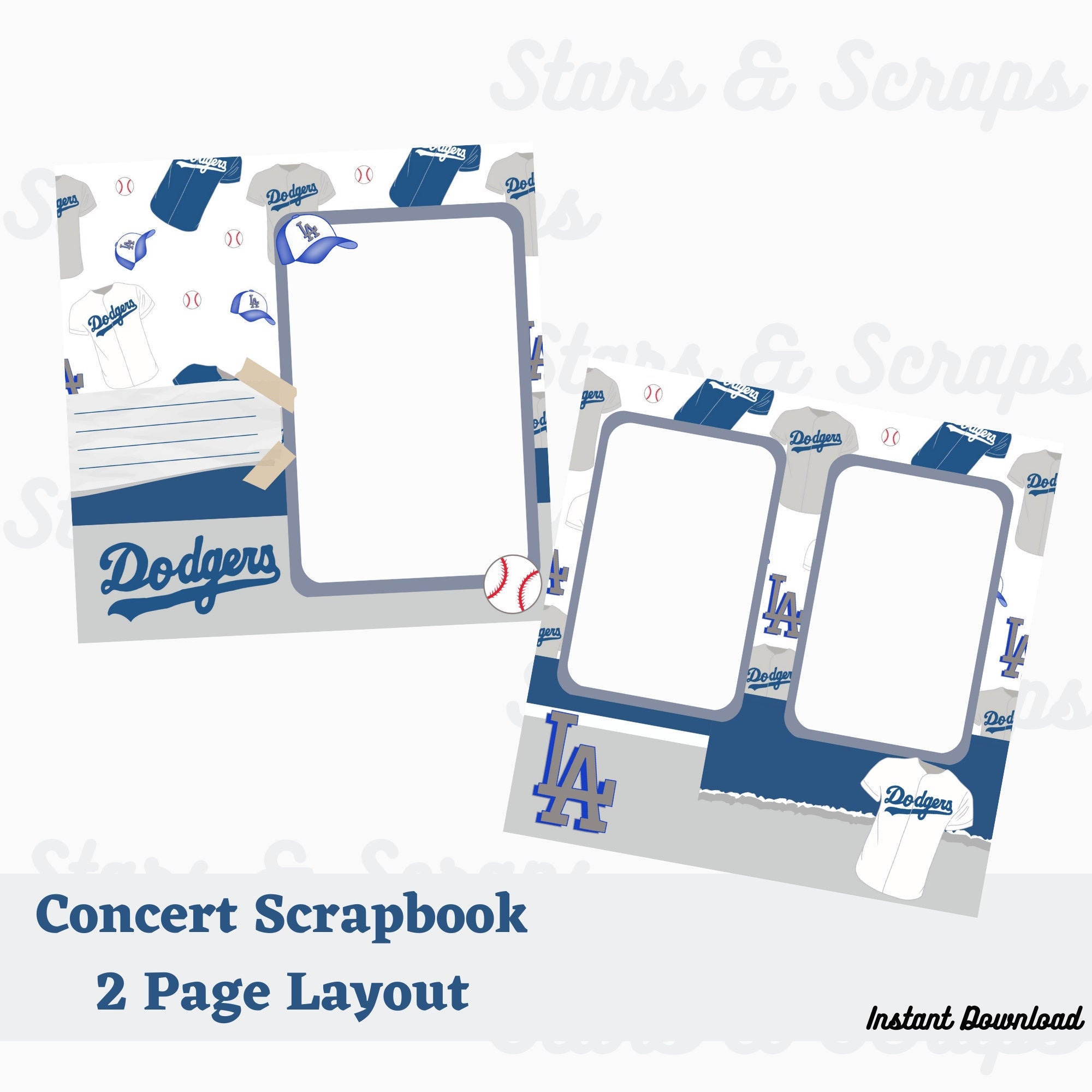 LA Baseball Game Scrapbook Layout Printable Scrapbook Pages Ready for ...