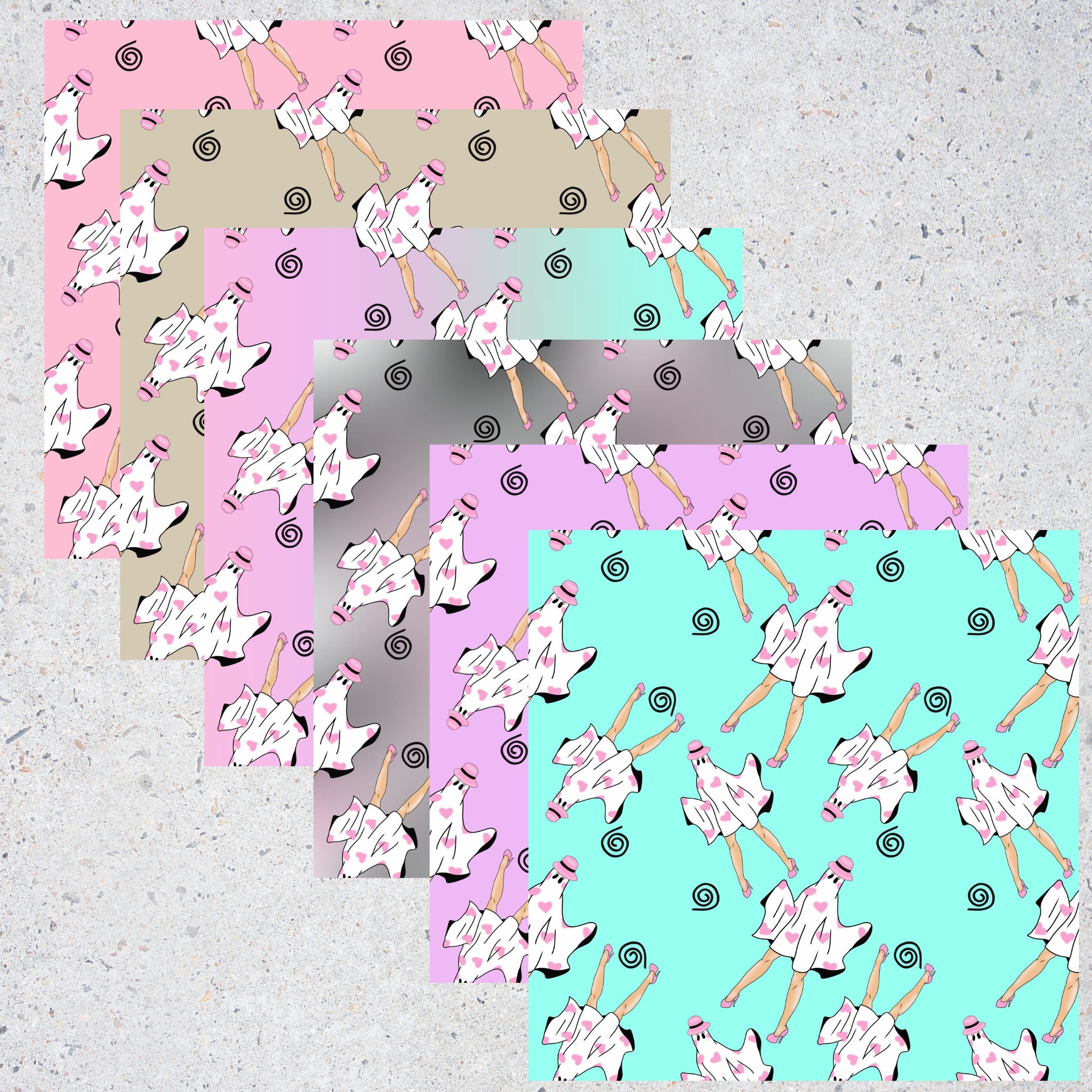 Pastel Pinup Ghosts Seamless Pattern Spooky Pastel Sexy Ghost Digital ...