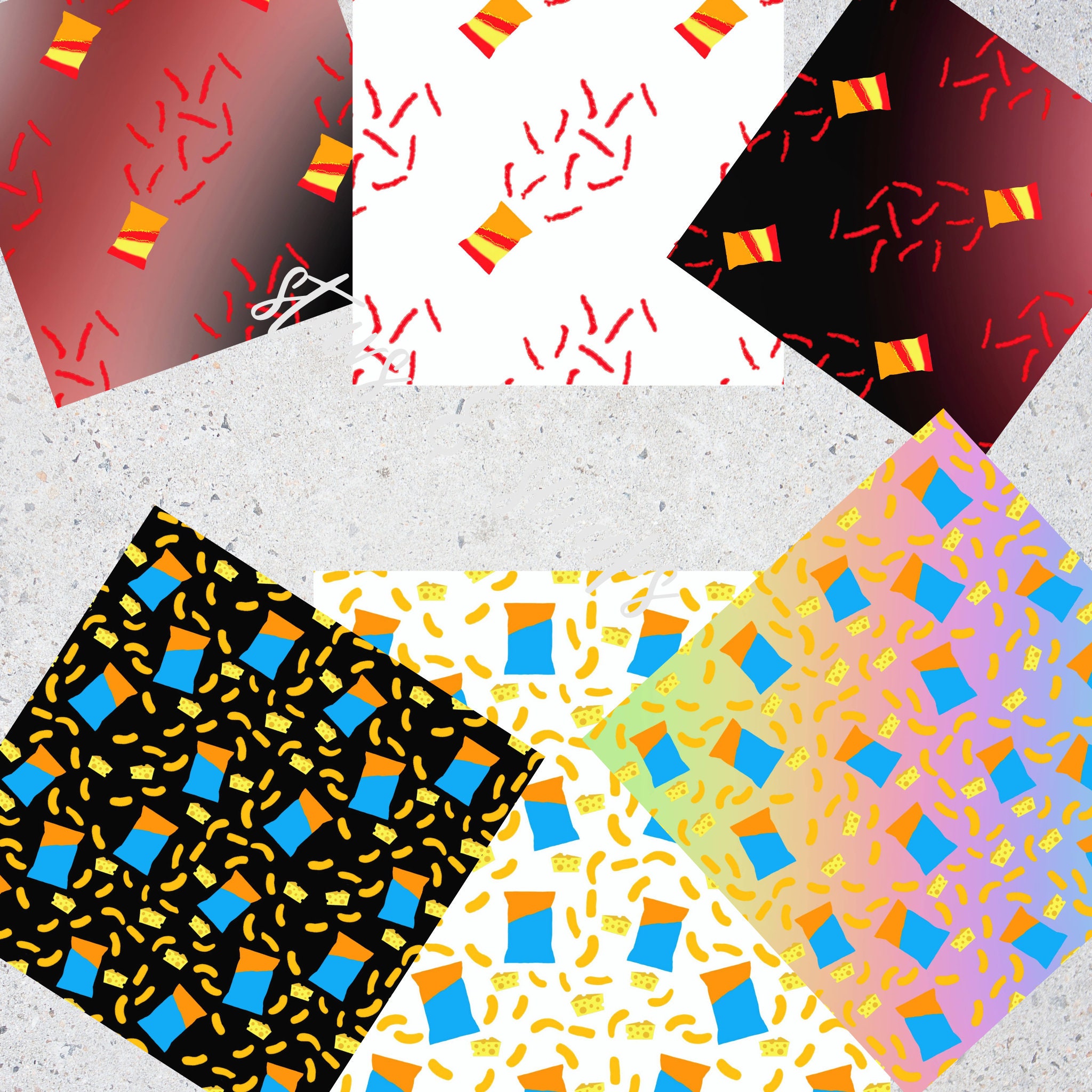 Snacks Seamless Pattern Digital Paper; Scrapbook Paper; Cricut; Digital ...