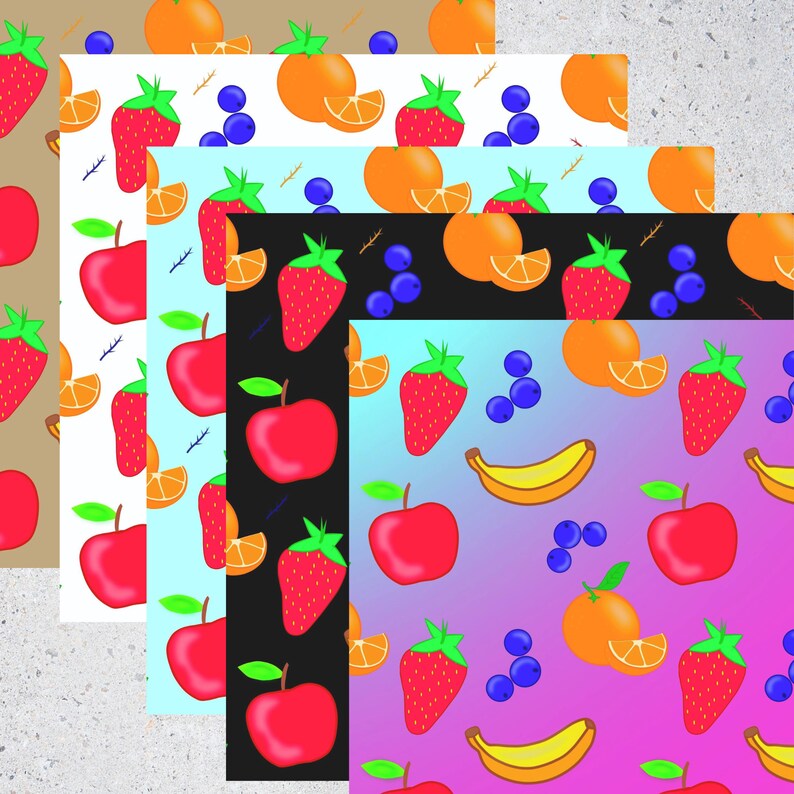 Health Digital Scrapbook Paper Vegetables Seamless Pattern Fitness Junk ...