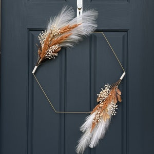 Boho Fall Wreath Modern Front Door Decor Simple Autumn - Etsy