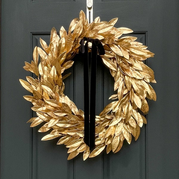Gold Holiday Wreath - Etsy