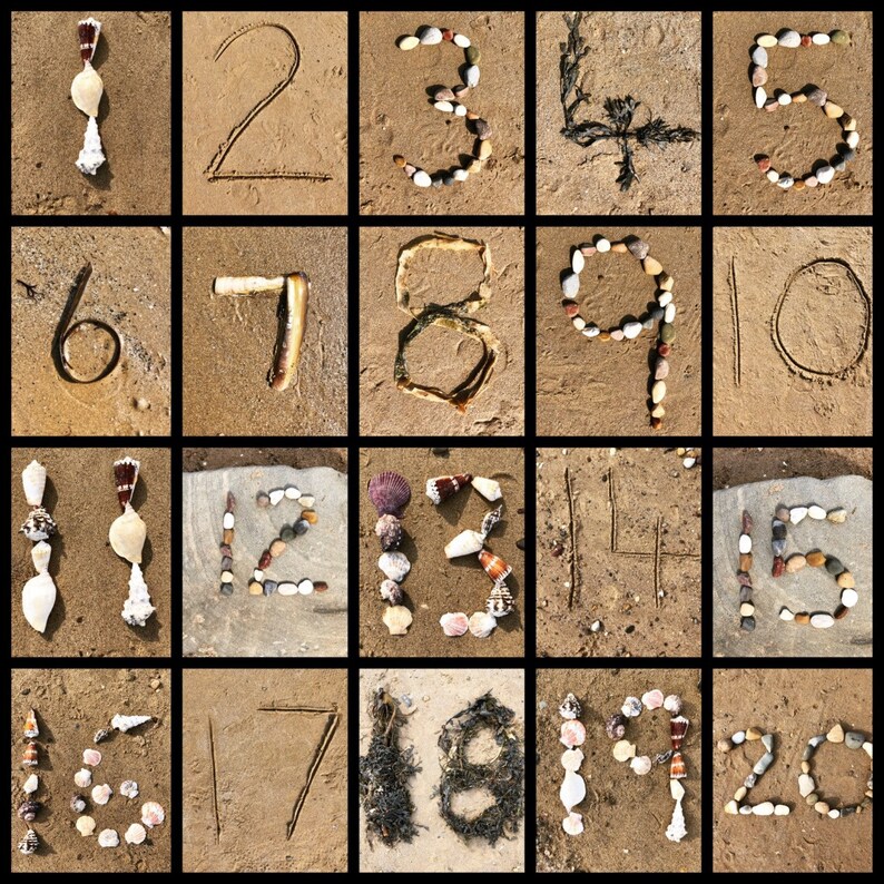 Summer beach themed numbers 0-20 downloadable document | Etsy