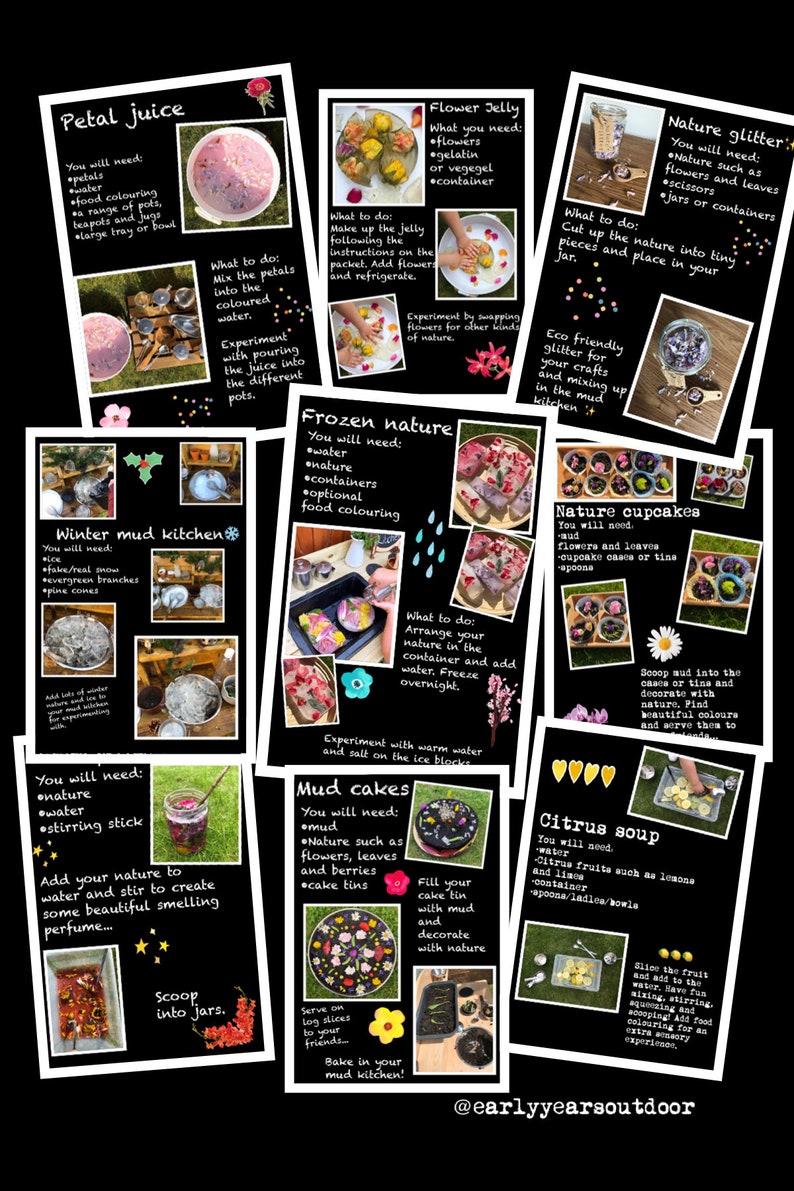 Mud Kitchen recipe cards downloadable pdf for printing | Etsy