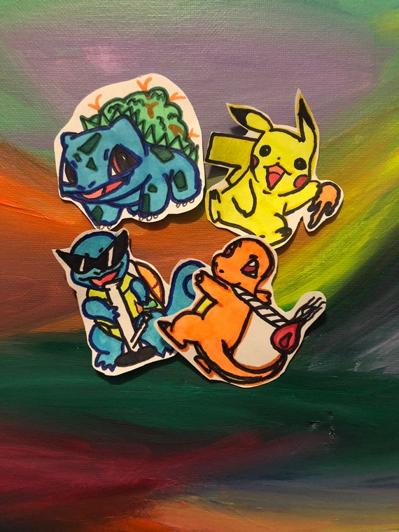 Stoner Starter Pokemon Sticker Set Gamer Gift Nerdy | Etsy