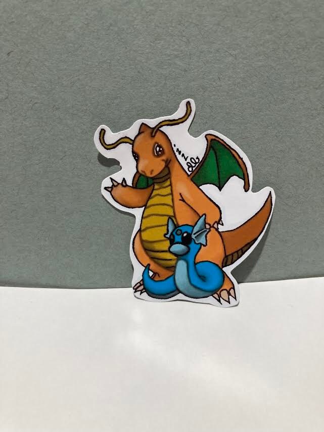 Dragonite & Dratini Pokemon Fan Art Sticker - Etsy