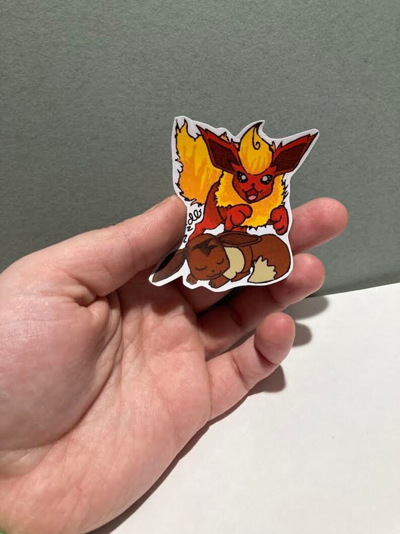 Flareon & Eevee Pokemon Fan Art Sticker - Etsy