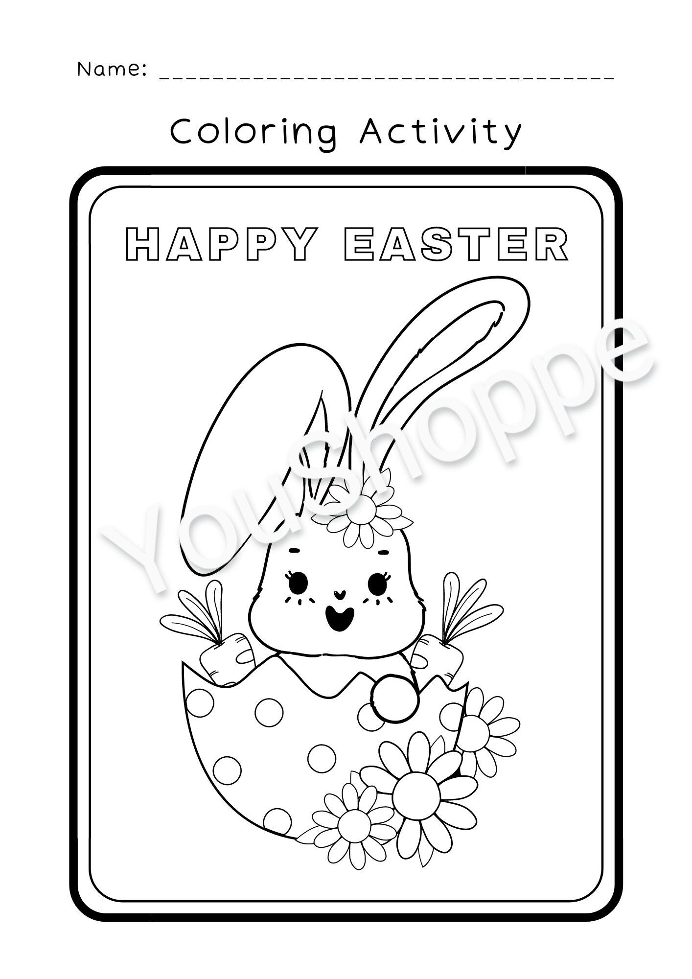 Easter Bunny Activity Color Page - Etsy