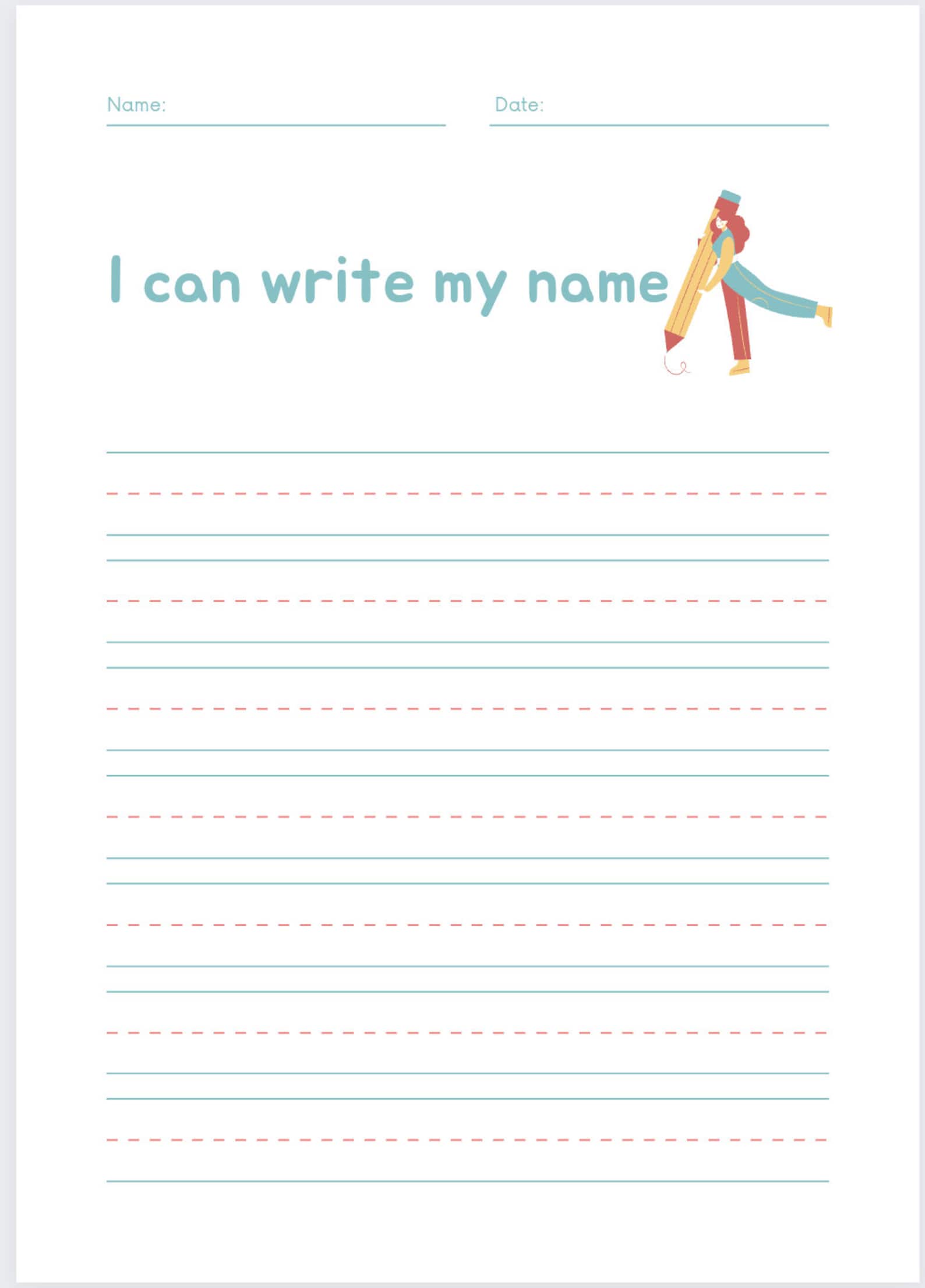 I Can Write My Name Practice Writing and You Can Make Multiple Never ...
