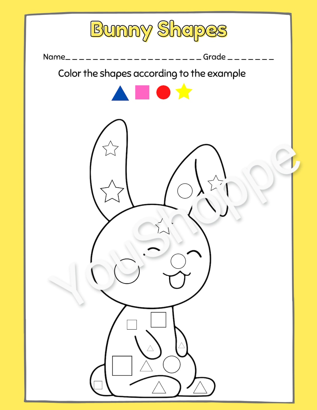 Easter Bunny Activity Color Page - Etsy