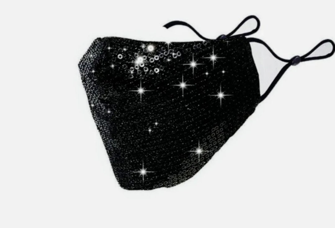 New Black Fashionable Adjustable Face Mask Formal Wear Night Out Bling ...