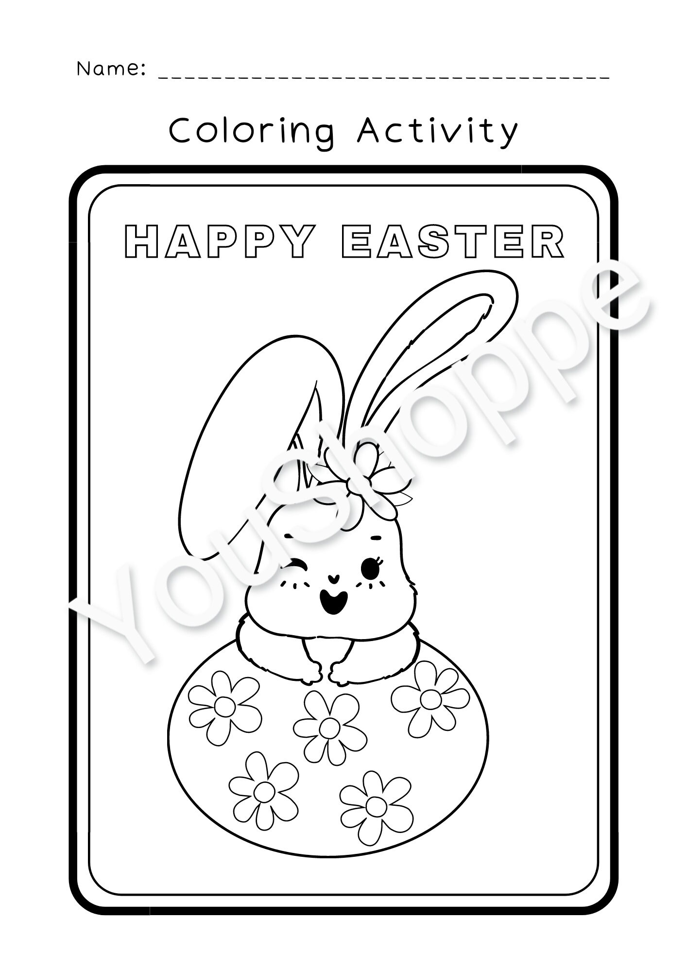 Easter Bunny Activity Color Page - Etsy