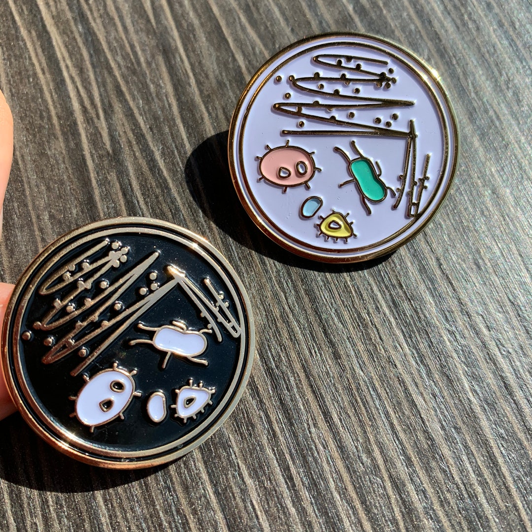SET of 2 Petri Dish Enamel Pins / Microbiology Agar Art / Bacteria ...