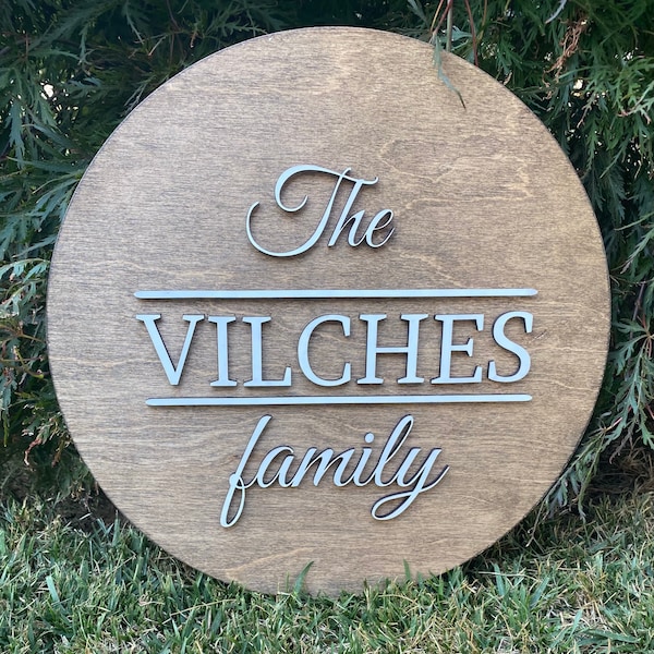 Round Family Name Sign - Etsy