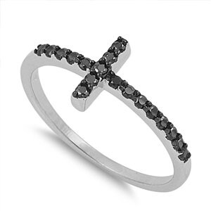 Cross Ring May Birthstone 925 Sterling Silver Sideways Cross - Etsy