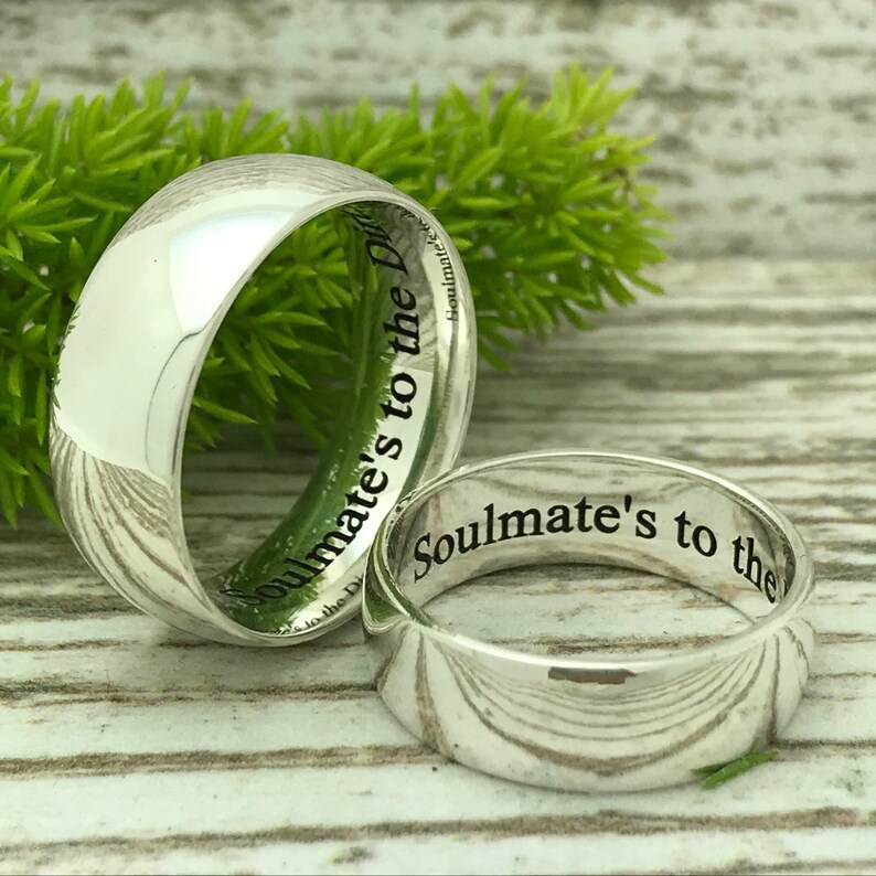 8mm/7mm His and Hers Titanium Wedding Rings Personalize - Etsy