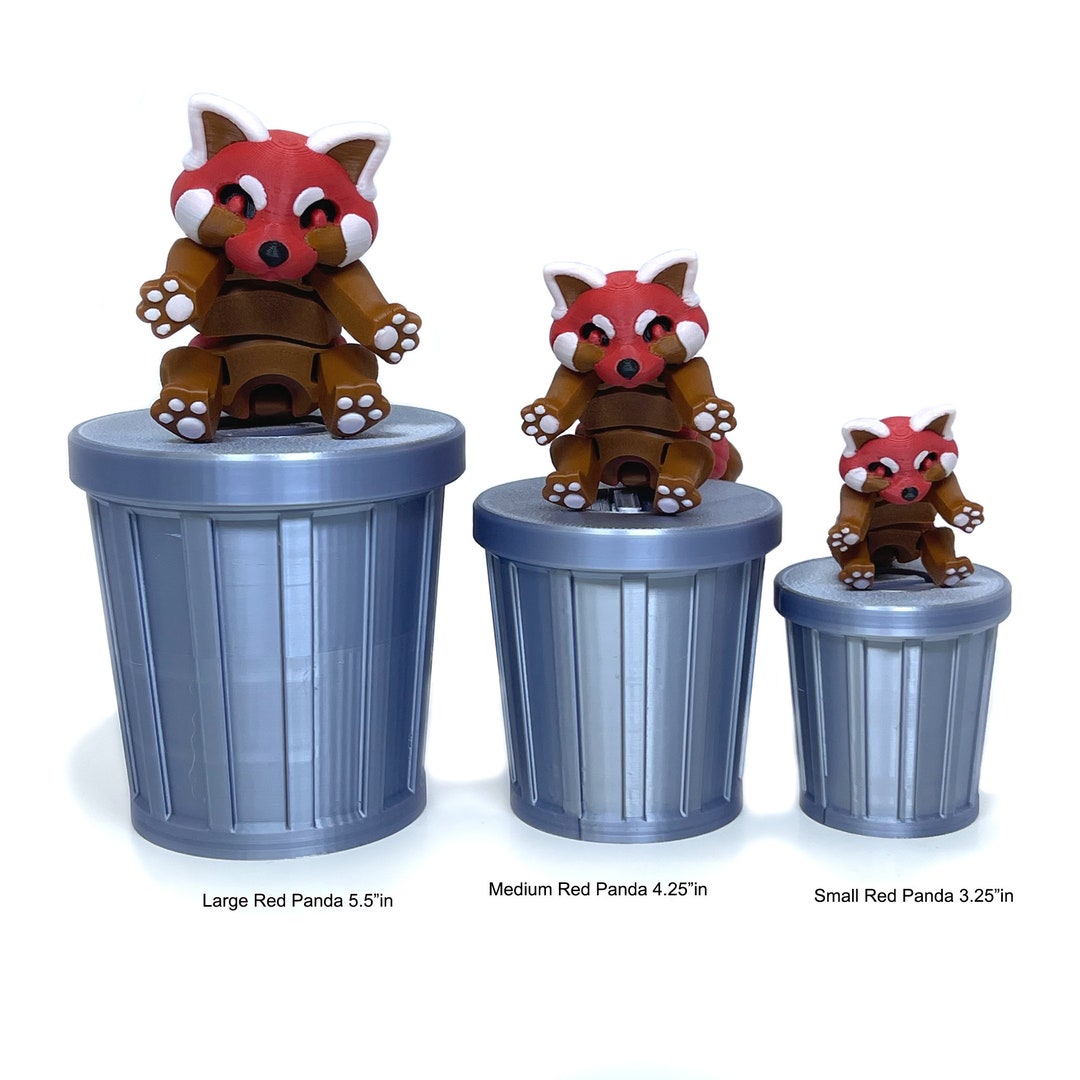Articulated Red Panda With Trash Can, 3D Printed Flexi Trash Can Panda ...