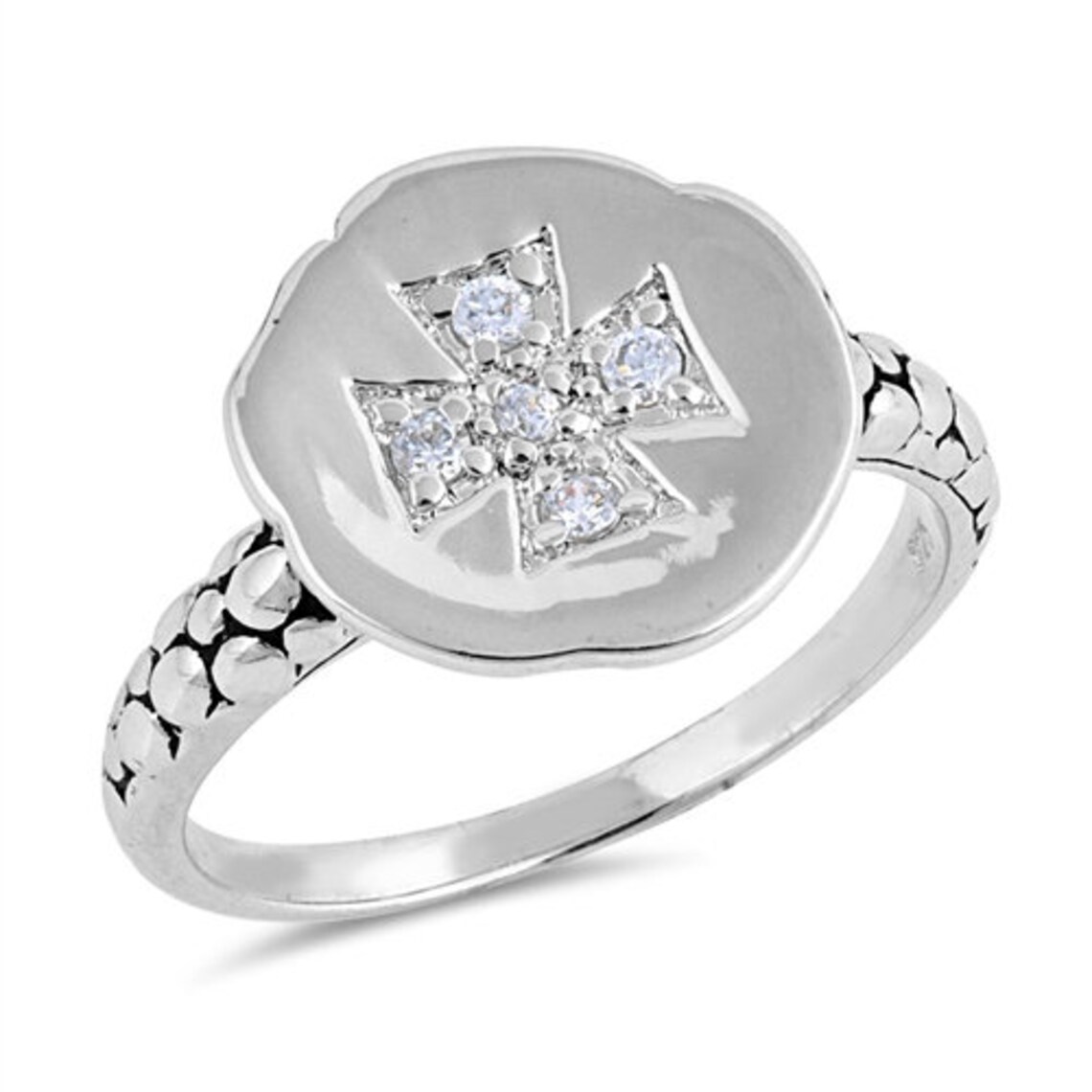 Cross Ring Sterling Silver Cross Ring Christian Cross Cz - Etsy