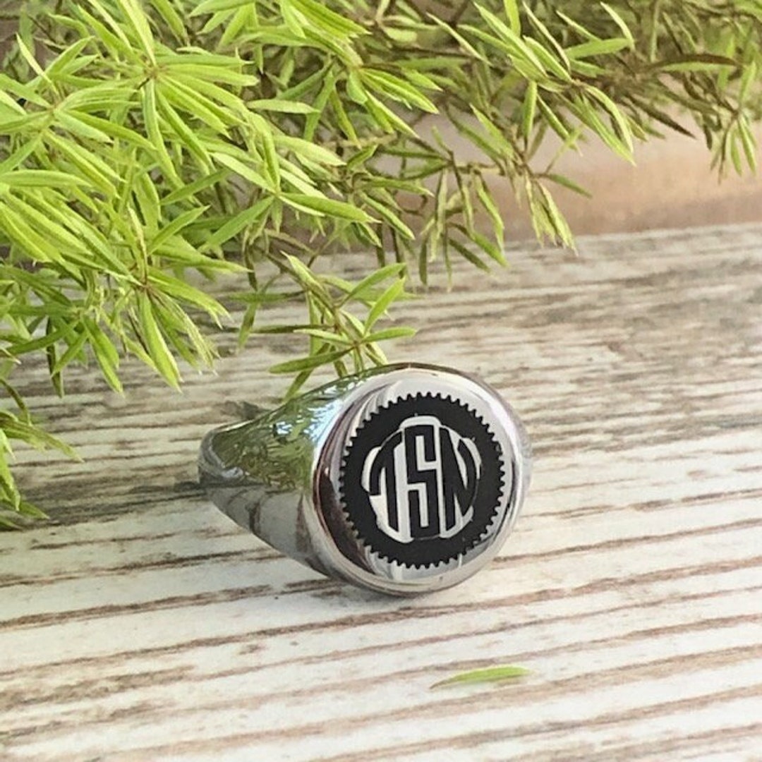 Signet Ring, Stainless Steel Round SIGNET Ring, Name Ring,pinky Ring ...