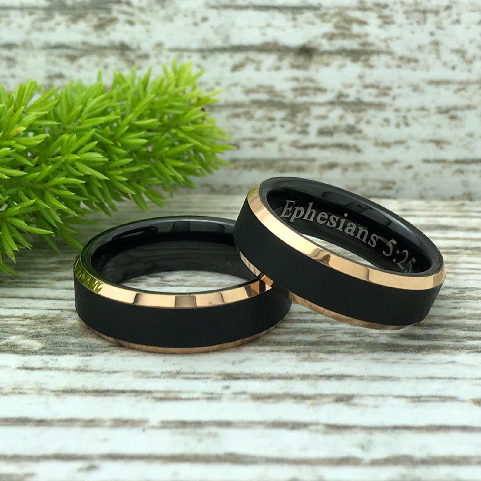 6mm His and Hers Tungsten Wedding Ring Black Tungsten Wedding | Etsy