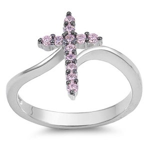 Cross Ring, SEPTEMBER Birthstone Ring,sterling Silver Promise Ring ...