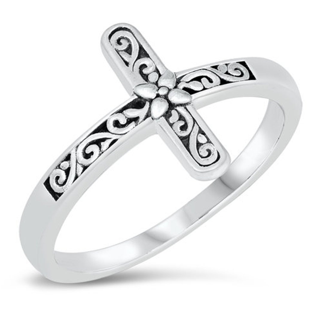 Cross Ring, Filigree Cross Ring, Sterling Silver Filigree Cross Ring ...