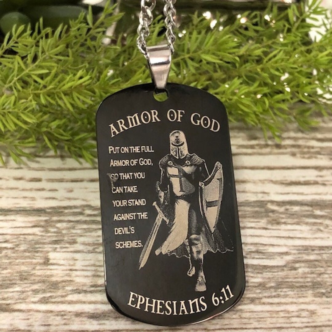 Armor of God Dog Tag Pendant Necklace, Personalize Dog Tag Necklace ...