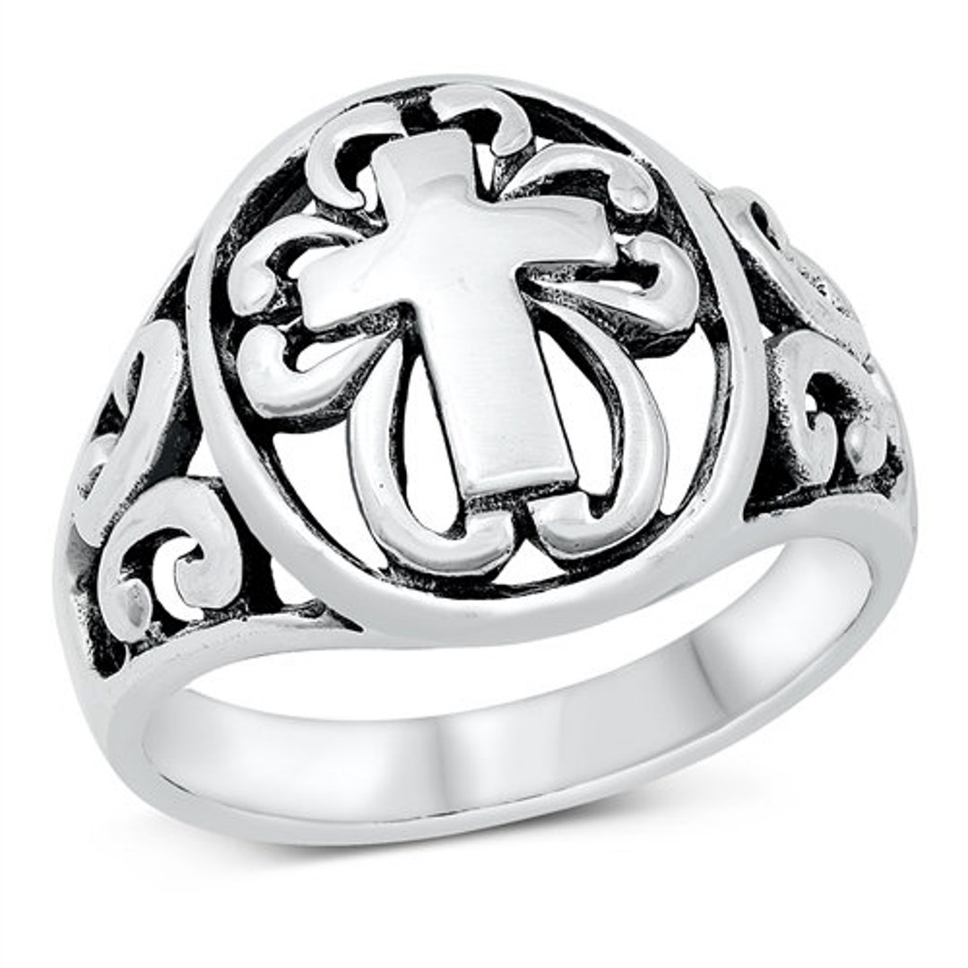 Cross Ring, Filigree Cross Ring, Sterling Silver Filigree Cross Ring ...