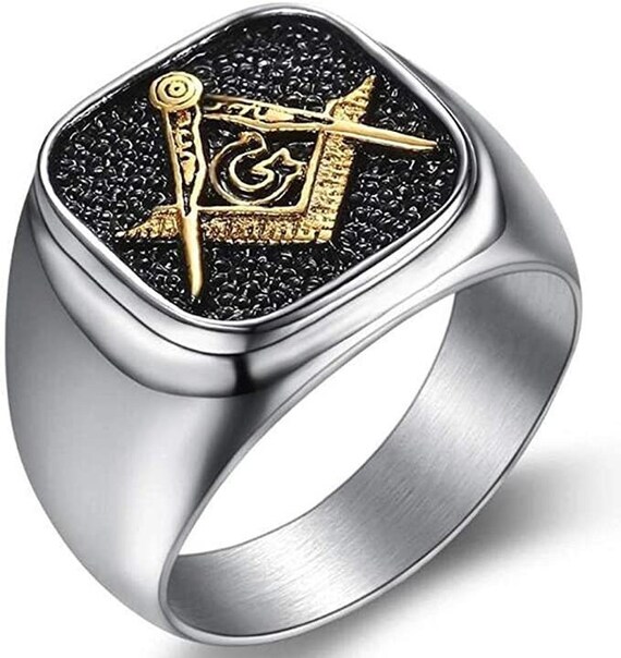 Freemason Ring Two Tone Stainless Steel Masonic Ringknights | Etsy