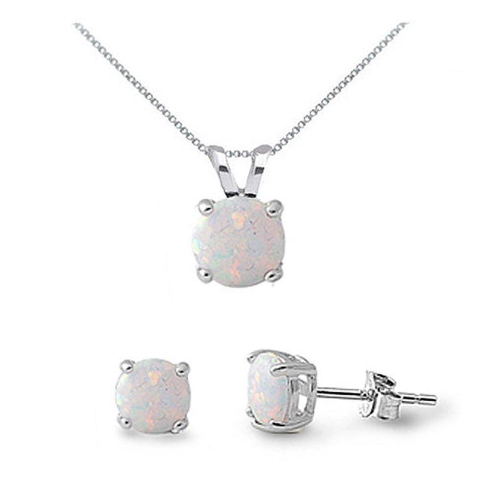 Lab Opal Jewelry Sterling Silver White Lab Opal Necklace & - Etsy