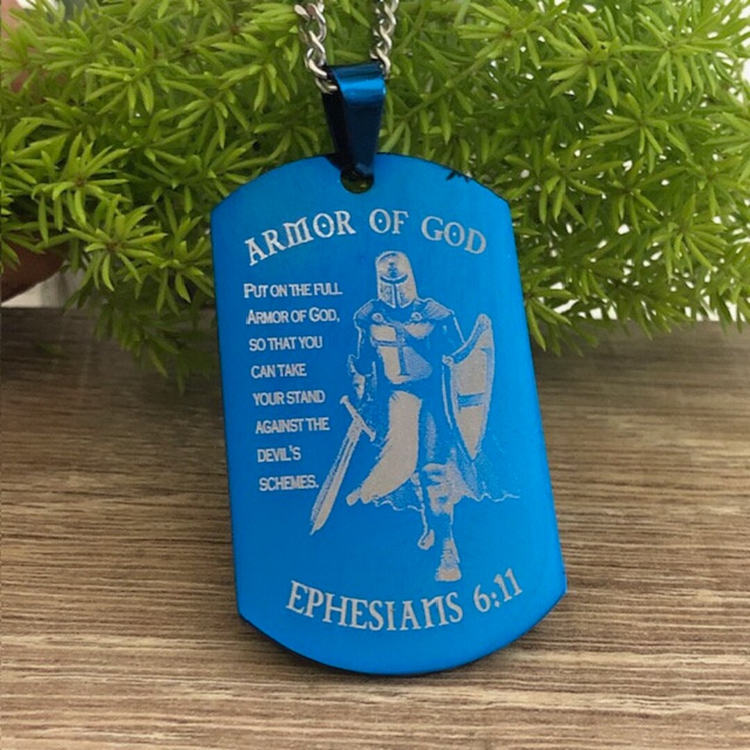 Armor of God Dog Tag Pendant Necklace, Personalize Dog Tag Necklace ...