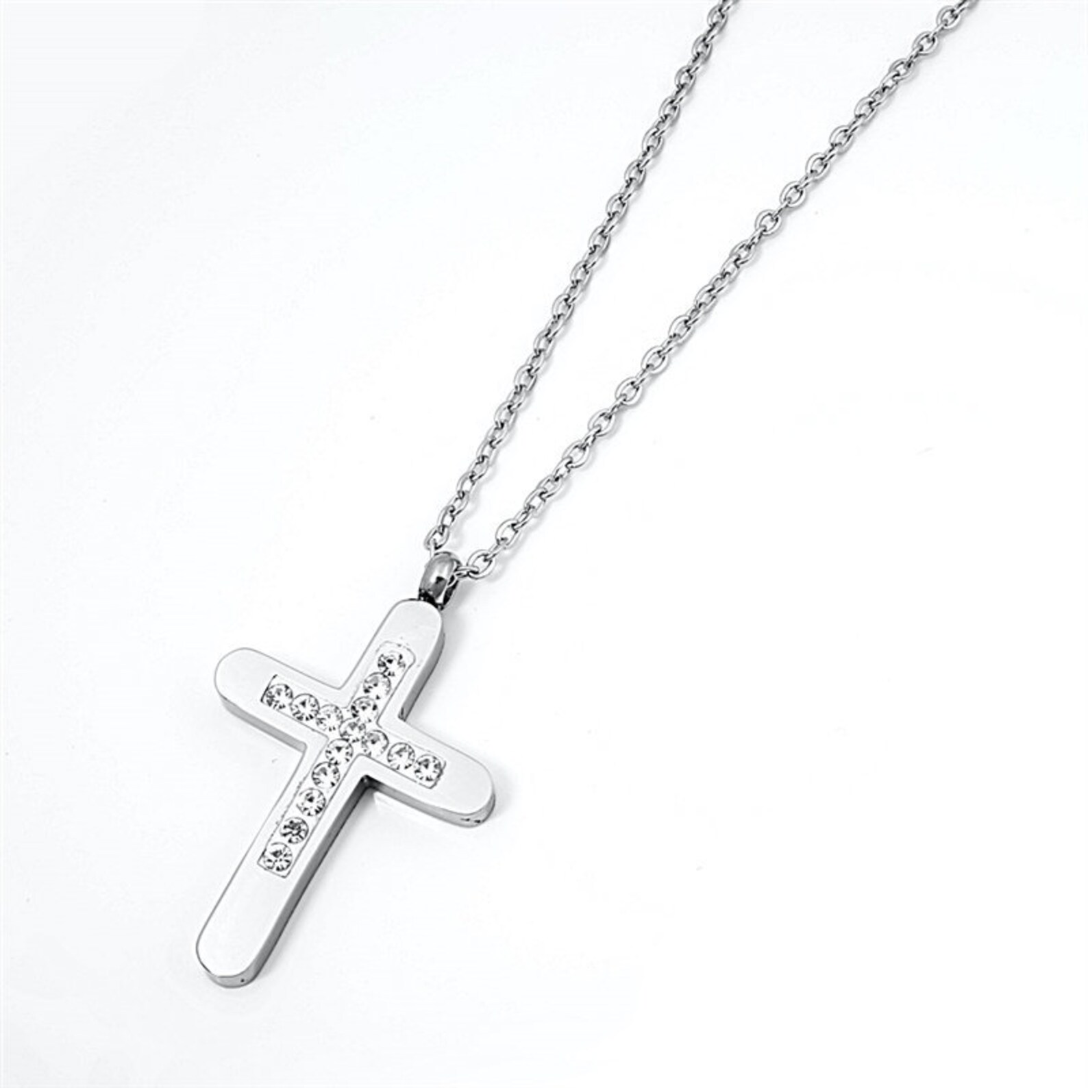 Cross Necklace Ladies Stainless Steel Cross Necklace with Cz | Etsy