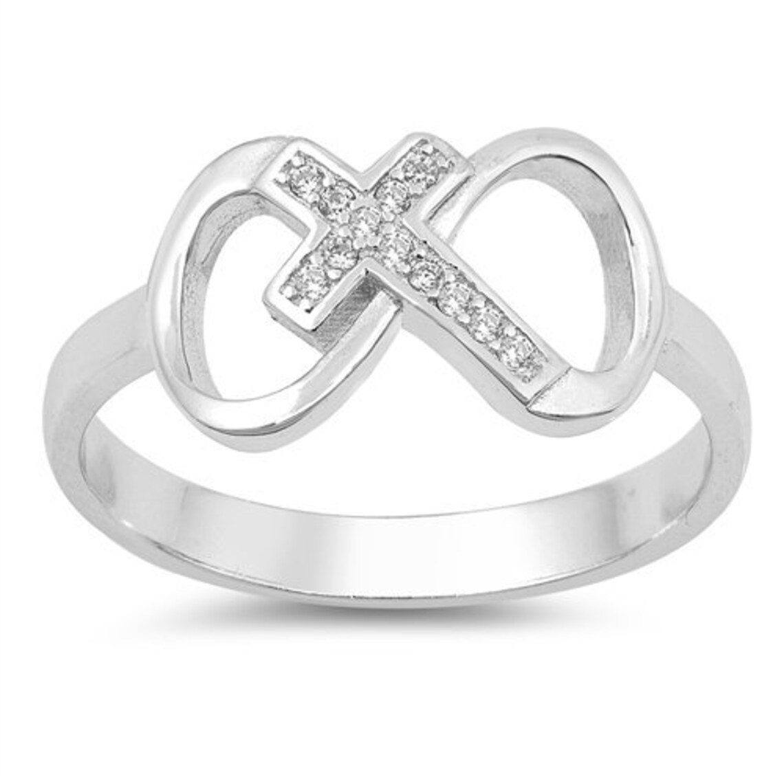 Cross Ringinfinity Cross Ring Sterling Silver Cross Ring With | Etsy