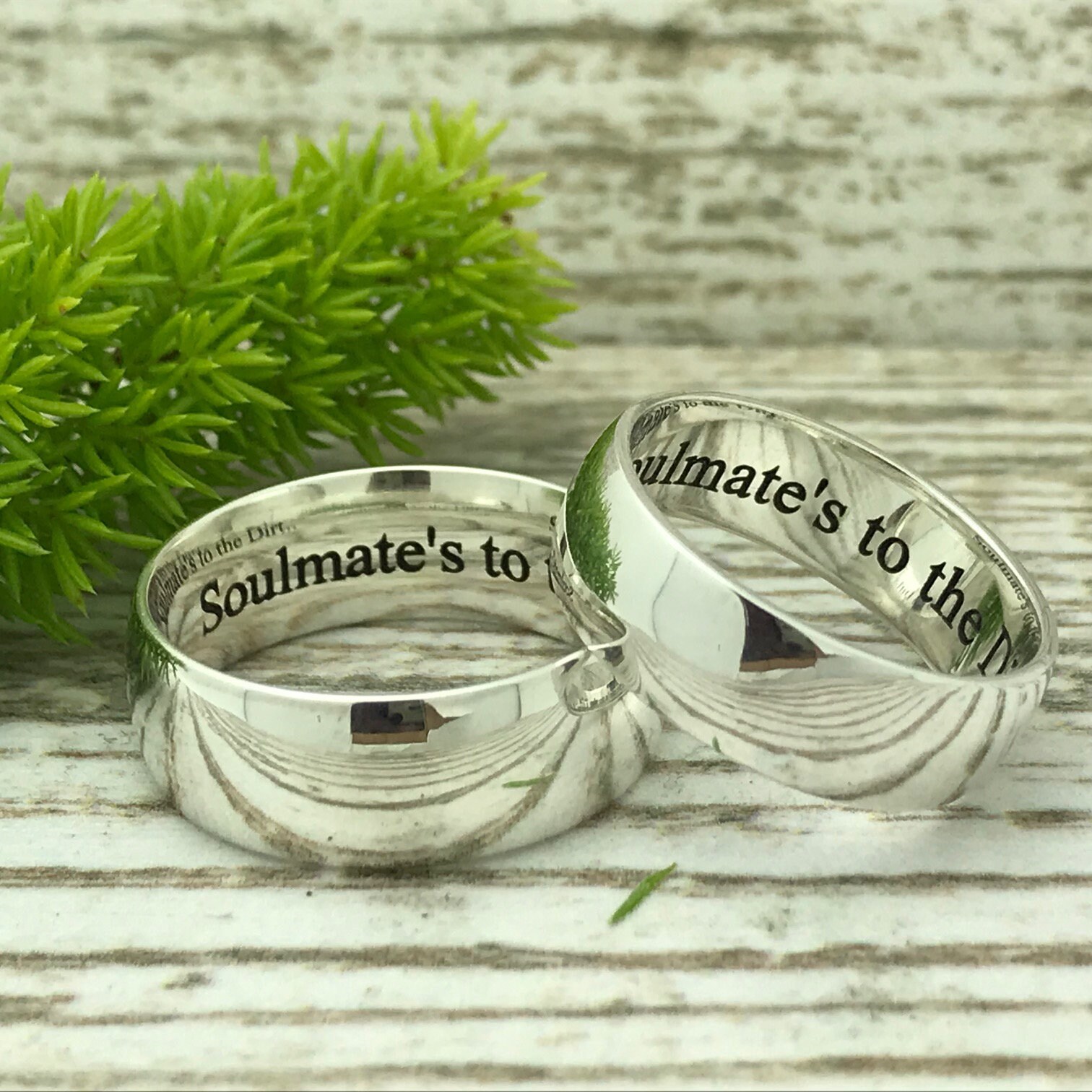 8mm/7mm His and Hers Titanium Wedding Rings Personalize | Etsy