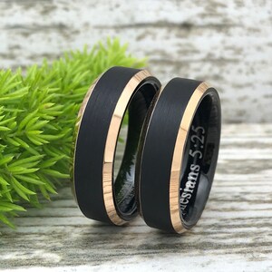 6mm His and Hers Tungsten Wedding Ring, Black Tungsten Wedding Band ...