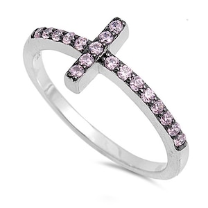 Cross Ring May Birthstone 925 Sterling Silver Sideways Cross - Etsy