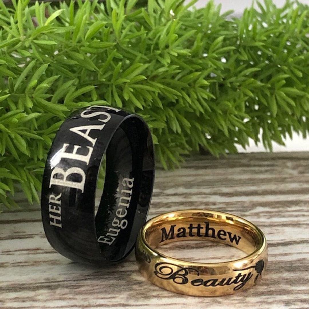 His Beauty Her Beast Ring His and Hers Tungsten Wedding Ring - Etsy