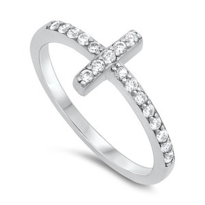 Cross Ring May Birthstone 925 Sterling Silver Sideways Cross - Etsy