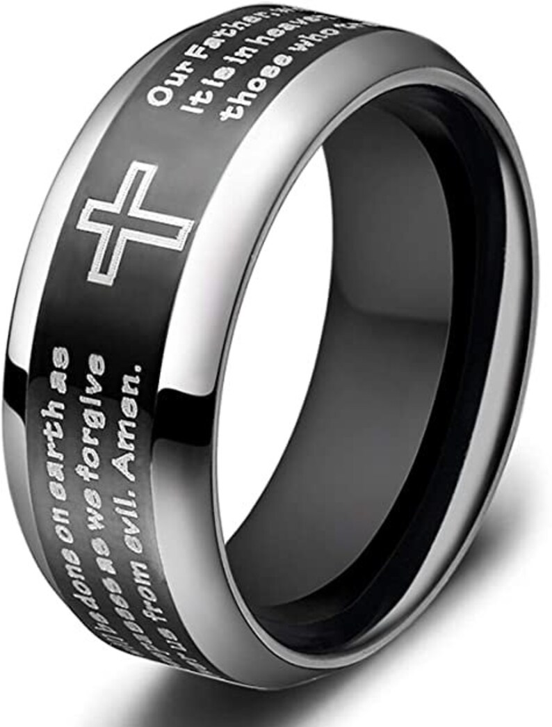 Cross Titanium Wedding Ring Men's Titanium Ring With Cross - Etsy