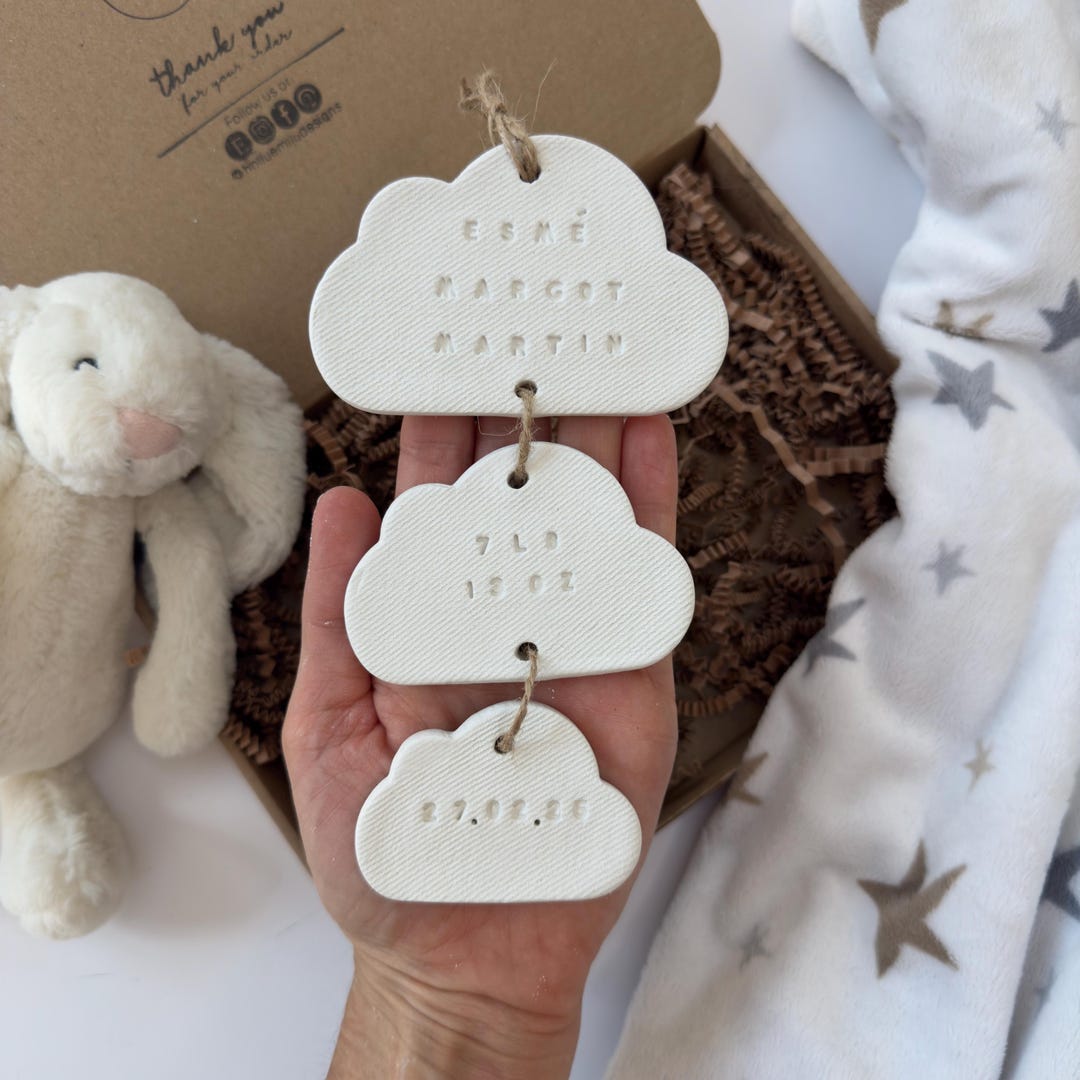 Personalised Baby Keepsake Gift | Custom Clay Newborn Keepsake Clouds ...