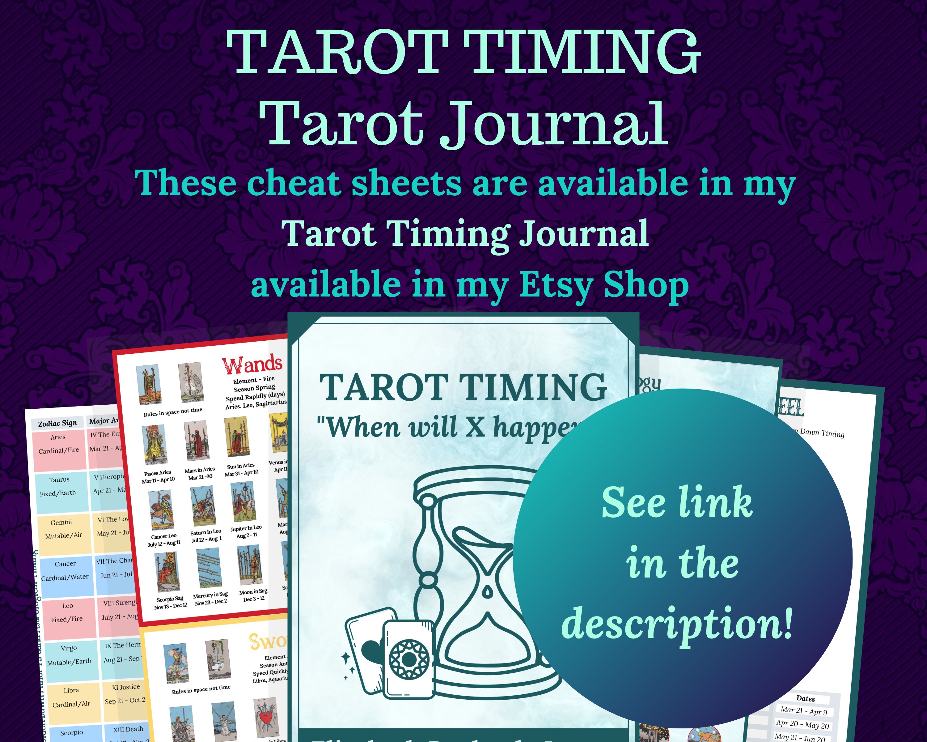 Tarot Timing Cheat Sheets, Tarot Astrology, for Beginner or Advanced ...