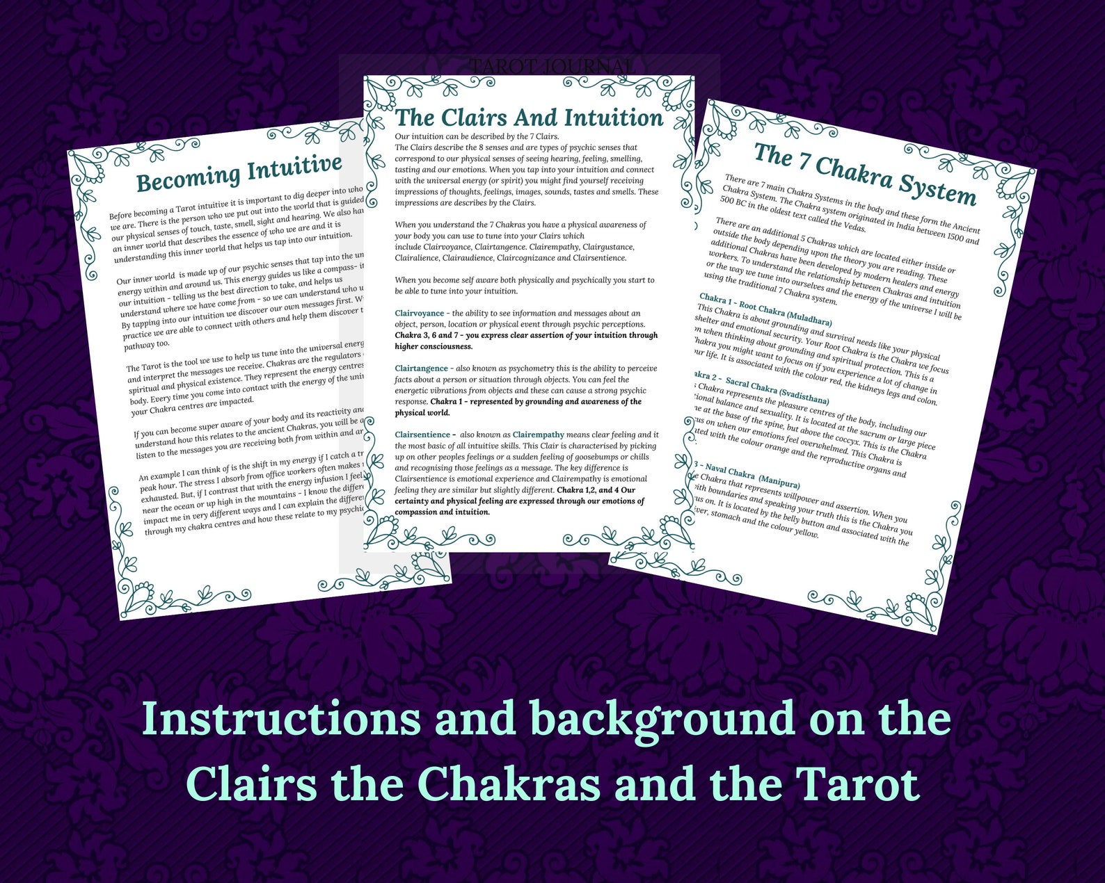 Tarot and Chakras. Intuition Cheat Sheets for Beginner or Advanced Tarot Readers, Printable ...